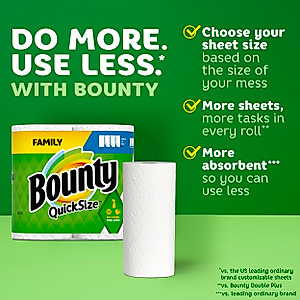 Bounty Quick-Size Paper Towels, White, 12 Family Rolls = 30 Regular Rolls (Packaging May Vary)