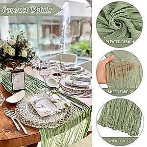 6 Pieces Sage Green 10FT Cheesecloth Table Runner Boho Gauze Fabric Table Runner Rustic Sheer Runner for Wedding Birthday Baby Shower Party Boho Table Decoration（Sage Green）