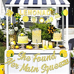 Lemonade Bridal Shower Decoration Gold Glitter She Found Her Main Squeeze Banner Garland for Lemon Citrus Lemonade Theme Bride to Be Bachelorette Wedding Engagement Party Supplies
