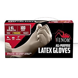 Medline Venom Powdered Latex Multi-Purpose Disposable Gloves, One-Size, 100 Count