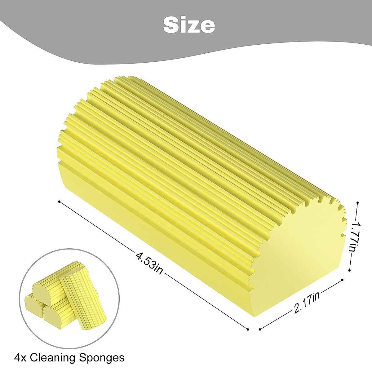 Fikoksol 4pcs Damp Dusting Sponge Yellow, Household Clean Sponges Duster for Cleaning Baseboards Blinds, Vents, Window Trunk, Scrub Magic Sponge Eraser Reusable Wet Sponges Cleaning Supplies Tool