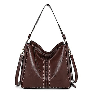 Montana West Large Hobo Handbag for Women Studded Leather Shoulder Bag Crossbody Purse With Tassel MWC-1001CF