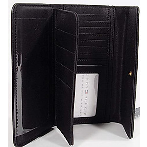 Tommy Hilfiger Women's Monogram Logo Jacquard Checkbook Wallet Clutch Bag - Black / White