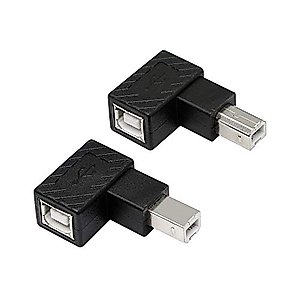 YACSEJAO USB 2.0 Type-B Printer Adapter, 2Pack 90 Degrees USB 2.0 B Male to Type-B Female Printer Adapter， for Printer, Scanner, Mobile HDD and More（Left Angle+Right Angle）