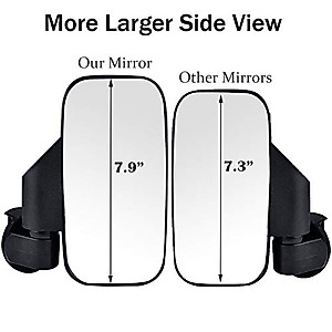 SPAUTO UTV Side Mirrors For 1.6" - 2" Roll Cage Bar, UTV Mirrors Compatible with Kawasaki Mule Yamaha Rhino YZX Pioneer Polaris Shatter-Proof Tempered Glass(Fits Driver and Passenger Side)