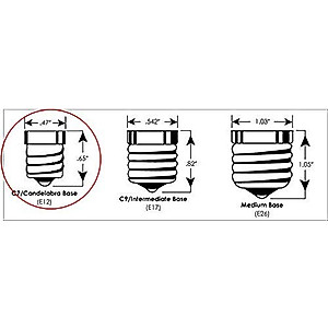 Creative Hobbies 3228x25-7 Watt, C7 Night Light, 40 Lumens, Long Life, Clear, E12 Candelabra Base, C7 Replacement Bulbs, Incandescent Light Bulb | 25 Pack