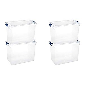 HOMZ Heavy Duty Modular Stackable Storage Tote Containers with Latching Lids, 112 Quart Capacity, Clear, 4 Pack