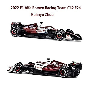 HTLNUZD Bburago 1:43 2022 F1Alfa C42 Champion #24 Guanyu Zhou 1/43 C42 #24 F1Romeo Racing Team Static Alloy Car Die Cast Model Collectible Gift (Standard F1 Alfa C42 #24)