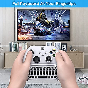 FYOUNG Controller Keyboard for Xbox Series X/Series S/One/S/Controller Gamepad, 2.4Ghz Mini QWERTY Controller Keyboard Gaming Chatpad with Audio/Headset Jack for Xbox Series X/S Controller