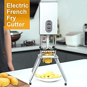 Fstcrt Electric French Fry Cutter, Vertical french fry cutter stainless steel, Professional commercial and household french fries cutter, Electric potato slicer with 1/2&3/8 Inch blade for fries