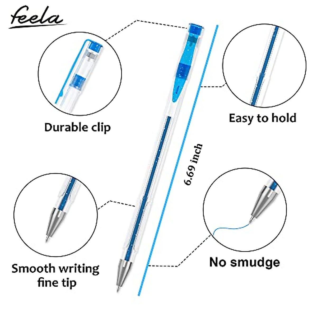 feela 200 Pack Glitter Gel Pens Set 100 Gel Pen plus 100 Refills for Adult Coloring Books Drawing Art Markers