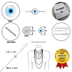 Blingoz Evil Eye 925 Silver Plated Bracelet for Luck and Protection (8 MM Coin Bracelets)