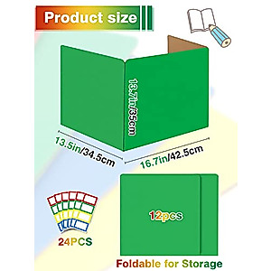 Desk Dividers for Students - 12 Pack Trifold Privacy Panel with 24pcs Stickers, Colourful Classroom Testing Shields Folders Board for School Teacher's Supplies