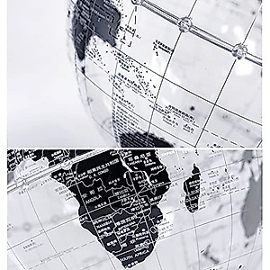 World Globe 7.8in Clear Acrylic World Globe 12” Tall Table Top 360-degree Rotation Earth Globe Earth Globe With Metal Tripod Stand For Desk Globes decor (Black) (Black)