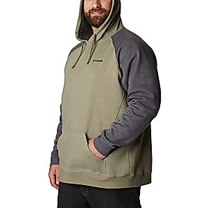 Columbia Men's Hart Mountain II Hoodie, Stone Green Heather/Shark Heather, Large