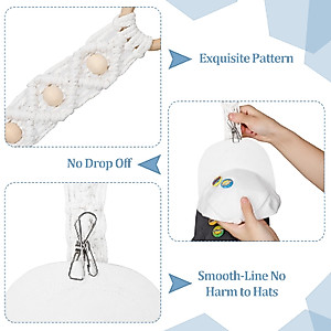 Windyun 2 Pcs Boho Hat Rack for Baseball Caps, Holds up to 20 Hats, Macrame Hat Hangers for Wall, Hanging Cap Holder over Door for Caps Decoration and Display