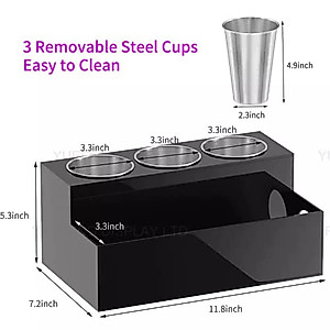 Happy start Acrylic Hair Tool Organizer - Blow Dryer Holder, Hair Styling Tools & Accessories Organizer Vanity Caddy Storage Stand with Heat Resistant Stainless Steel Cups (Regular, Black)