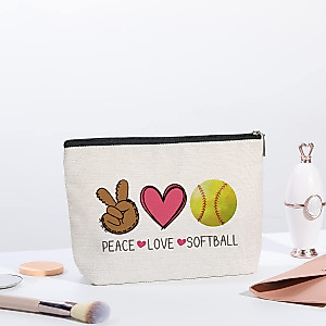 kdxpbpz Softball Gifts Makeup Bag Inspirational Gifts for Women Her Softball Lovers Mom Grandma Sister Birthday Gifts for Female Coworker Friend BFF Besties