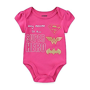 WARNER BROS DC Comics Girls Short Sleeve Bodysuit 5 Pack for Newborn and Infant