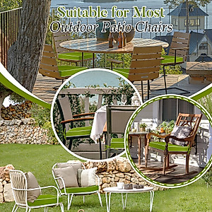 Basic Beyond Outdoor Chair Cushions for Patio Furniture, Waterproof Outdoor Seat Cushions Set of 4 19 x 19, Patio Chair Cushions Set of 4 with Ties and Handle, Grass Green/White