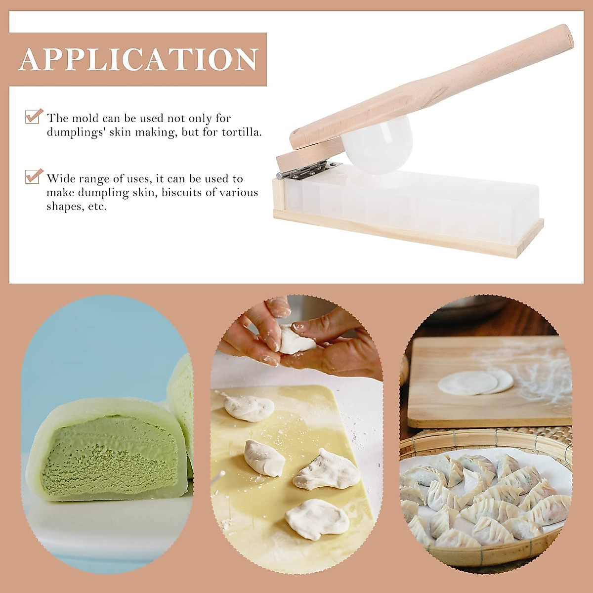 GANAZONO Wooden Tortilla Press Dumpling Skin Maker Rotis Press Dough Presser Pastry Press Maker Baking Tool for The Qingming Festival Home Kitchen Tool (36x10cm)