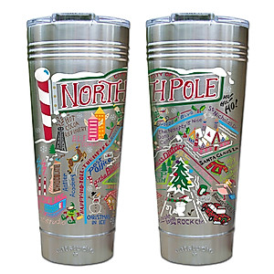 Catstudio North Pole City Thermal Tumbler | Triple Wall Insulation With Non Slip Bottom | Great Holiday and Christmas Travel Cup for Water, Coffee, Tea, or Smoothies