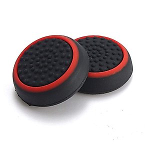Silicone Thumb Stick Joystick Cap Analog Grip Thumbsticks Cap Cover Case for PS4 PS3 Xbox One Xbox 360 Game Controllers (Black-Red)