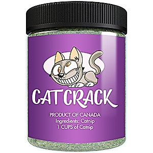 Cat Crack Catnip, 100% Natural Cat Nip Blend That Energizes and Excites Cats, Safe & Non-Addictive Catnip Treats Used for Cat Play, Cat Training, & New Catnip Toys, Cat Tree, & Cat Bed (1 Cup)