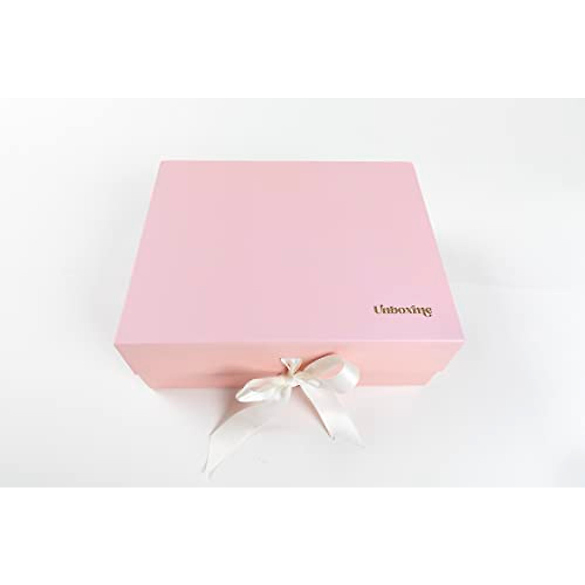 Unboxme Pink Luxury Gift Box - 10.5x 8.5 x 4.2 Inches-with Satin Ribbon | Matte Textured Finish Box for Wedding Christmas-Bridal and Baby Shower Gifts
