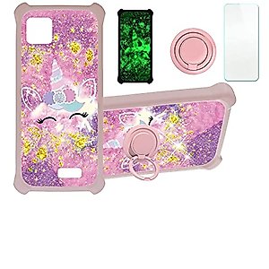 jioeuinly Cloud Mobile Stratus C7 Case Compatible with Cloud Mobile Stratus C7 Phone Case Cover [with Tempered Glass Screen Protector][Hard PC + Soft Silicone][Gold Glitter+Luminous] JSF-DJS