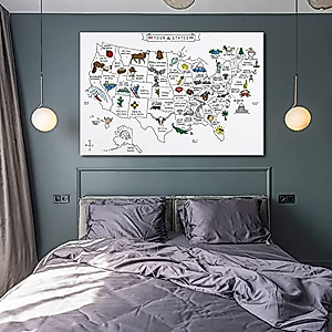 Tour The States Poster, Map USA America Poster, USA Map United States of America Travel Wall Art Dec Canvas Art Poster And Wall Art Picture Print Modern Family Bedroom Decor Posters 24x36inch(60x90cm)