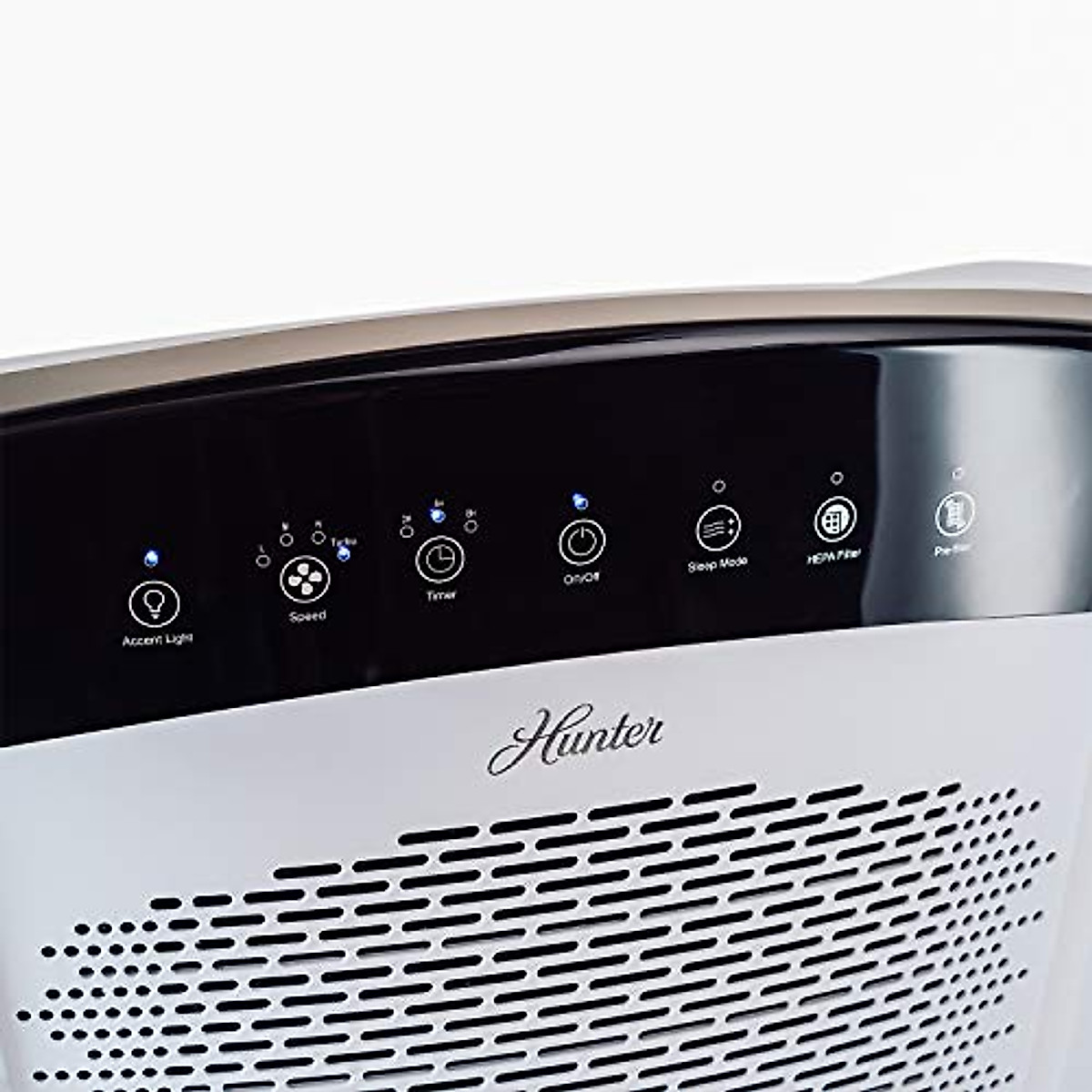 Hunter HP800 Multi-Room Whole Home Console Air Purifier Features Energy Star Certification True HEPA Filter, Multiple Fan Speeds, Soft Touch Digital Control Panel, Sleep Mode, Timer, Accent Light