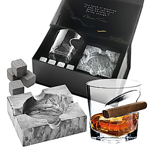 EMCOLLECTION Birthday Gifts Whiskey Glass with Side Mounted Holder 12oz Old-Fashioned Bundle