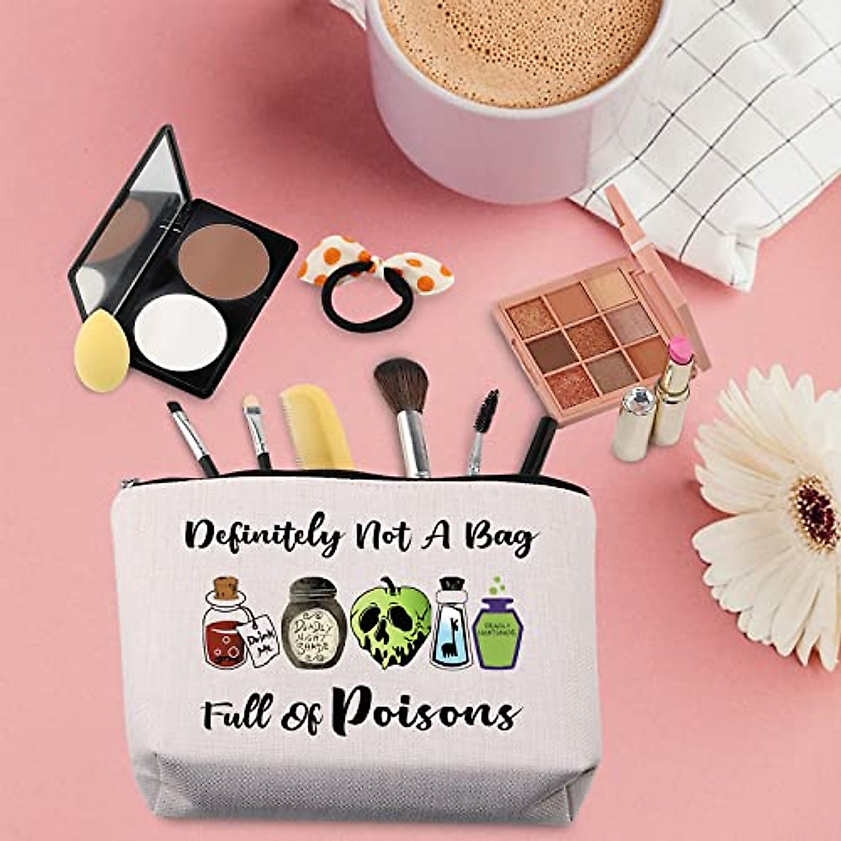 TSOTMO Evil Queen Witchy Gift Poison Apple Zipper Makeup Pouch Witch Poison Gift Poison Villains Inspired Gift Halloween Party Gift Villain Fans Gift (Full Of Poisons)