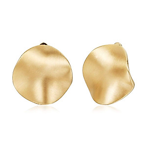 Gold Clip on Earrings for Women Disc Hammered Stud Clip Earrings