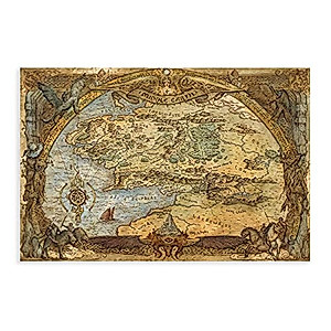 Map of Middle Earth, Lord Of The Rings Poster, Christmas Gifts, The Hobbit, Fantasy Map, Gift For Him, Christmas Decor, Middle Earth Canvas Canvas Poster for Room aesthetics postrer Bedroom Decor Spo