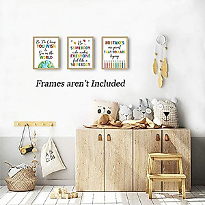 HPNIUB Colorful Words Art Prints, Set of 6 (8”X10”), Inspirational Quotes Motivational Saying Canvas Poster, Rainbow World Crayon Ink Splatters Wall Art for Nursery Classroom Kids Playroom, No Frame