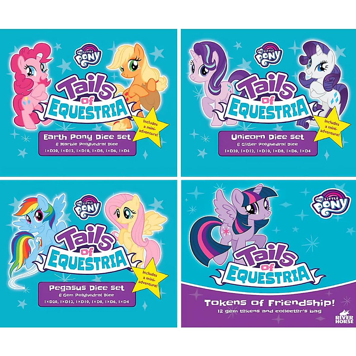 My Little Pony: Tails of Equestria Dice Bundle: Pegasus, Unicorn and Earth Pony Dice Plus Friendship Tokens