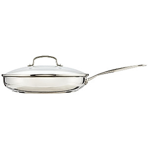 Cuisinart 722-30G Chef's Classic 12-Inch Skillet with Glass Cover & 722-24 10-Inch Chef's-Classic-Stainless-Cookware-Collection, Open Skillet