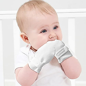 Newborn Baby No Scratch Mittens Stay On, 100% Cotton Breathable, Adjustable Infant Gloves for Baby Boys Girls Mittens