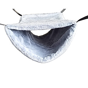 PAWSINSIDE Ferret Hammock Small Animals Soft Plush Double Bunkbed Cage Hanging Hammocks for Rat Guinea Pig Chinchilla Squirrel (Grey)