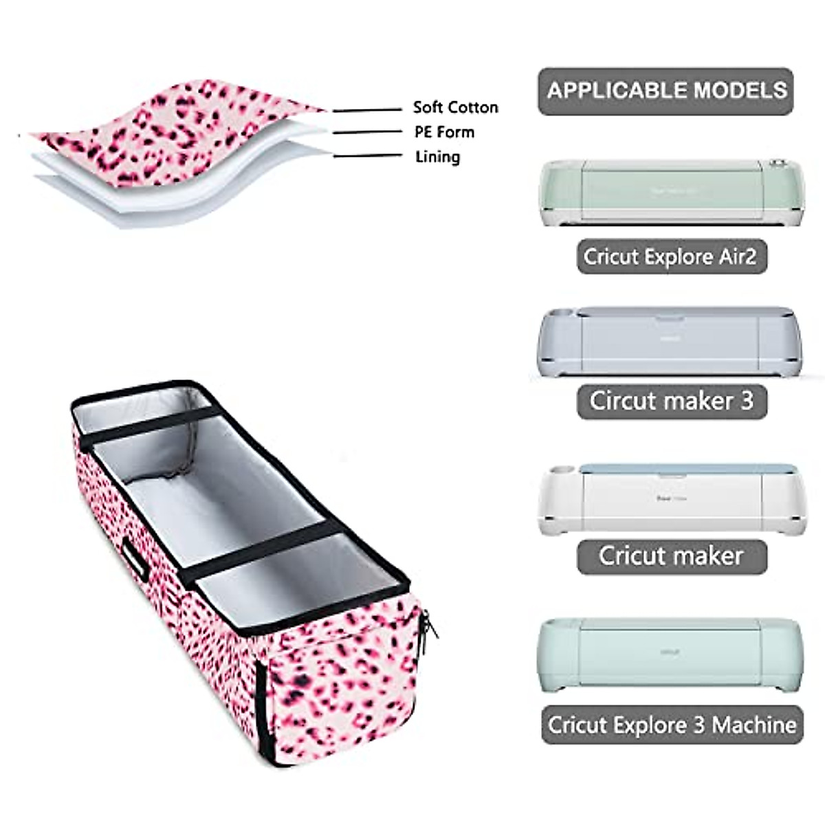 BAGSPRITE Cover for Cricut Maker, Maker 3， Explore 3, Explore Air 2, Cricut Dust Cover with Pockets for Tool Set Cricut Accessories (Rose Red)