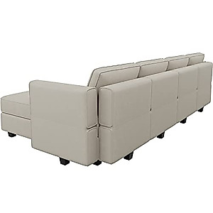 Belffin Modular Sectional Sofa Couch with Reversible Chaise Velvet L Shaped Couch with Storage 4-seat Convertible Sofa Grey…