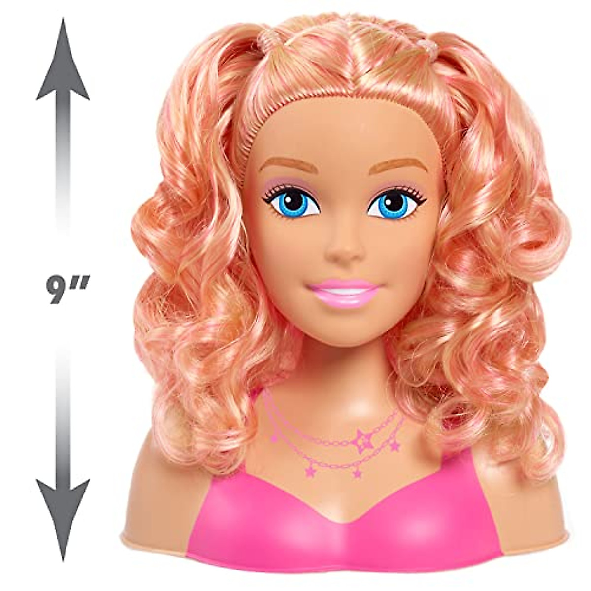 Barbie Small Styling Head, Blonde Hair, 17-pieces, Pretend Play, Kids Toys for Ages 3 Up by Just Play