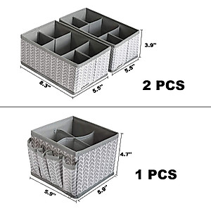 VERONLY Over the Door Hanging Organizer with 5 Large Pockets 1 Pack+ Adjustable Cosmetic Drawer Organizer for Bathroom Storage Set of 3