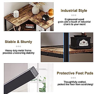 VECELO Corner Cabinet Table with 3 Tier Open Shelf, Multipurpose Display Organizer Storage Stand, for Small Space Living Room Home Office Kitchen,Grey