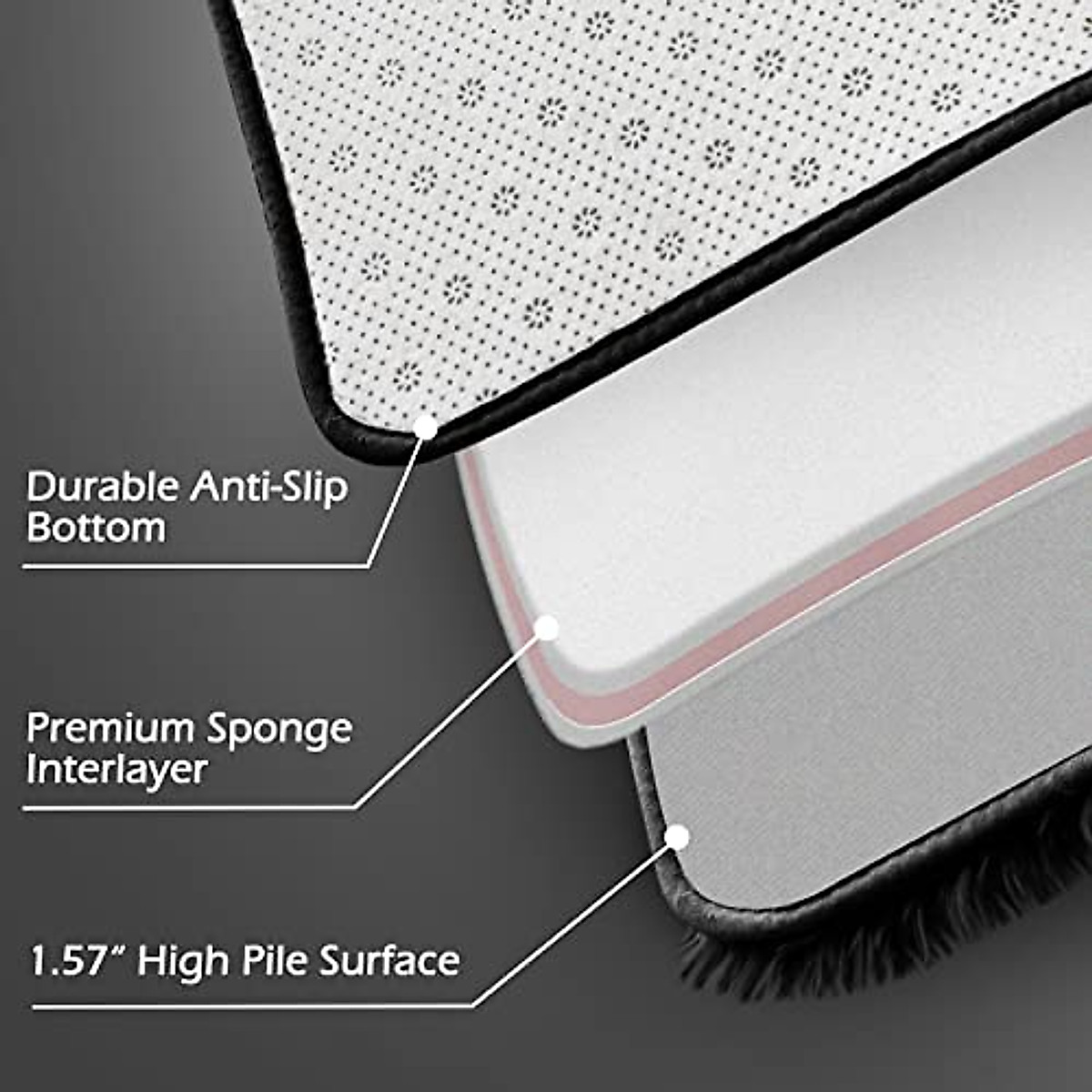 Soft Black Rug for Living Room, Washable 4'X6' Fluffy Shag Area Rug for Bedroom Nursery Room, Throw Shaggy Furry Carpet, Rectangle Faux Fur Plush Fuzzy Rugs for Beside Teen Room Home Décor