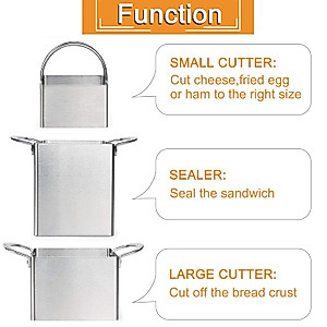 HULISEN Stainless Steel Decruster Sandwich Cutter and Sealer, Heavy Duty PB J Sandwich Maker, Remove Bread Crust, DIY School Lunch Pocket for Kids Child, Used for Square Biscuit Cutter, Gift Package