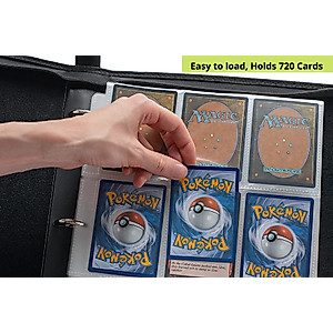 BFX Trading Card Binder, Carrying Case Album, Kpop Photocard Holder Book, 3-Ring Binder with 720 Top Loaders Sleeves for MTG, TCG, Football, Baseball Cards, other collector or Polaroid cards, 9 Pocket