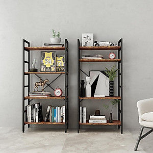 Mellingcasa 4 Tier Wood Shelving Unit,Adjustable Bookshelves Organizer,Office Shelves Small Book Shelf,Display Rack Shelves for Living Room,Bedroom and Office(4 Tier Bookshelf)